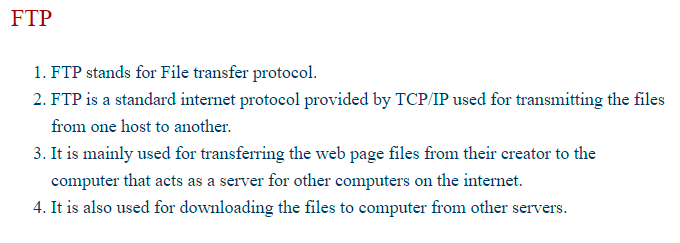 FTP File Transfer Protocol